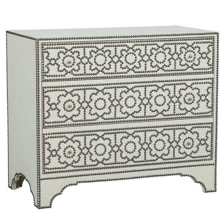 Modern Linen Wrapped Chest with Decorative Nail Trim at 1stDibs