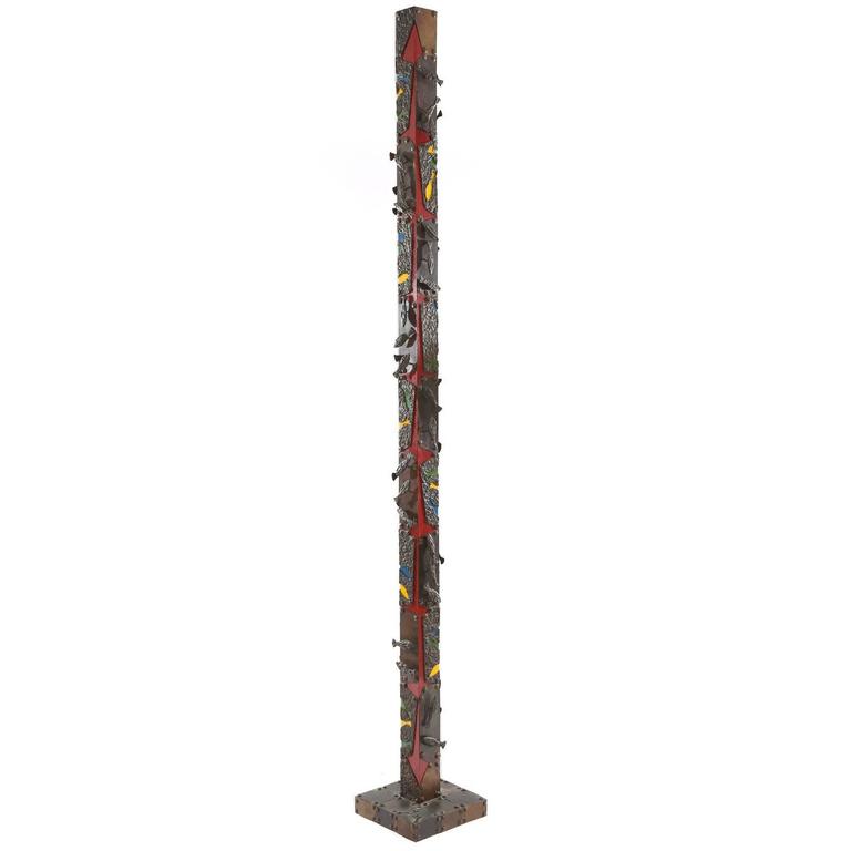 William de Lillo Brutalist Metal TOTEM Sculpture For Sale at 1stDibs