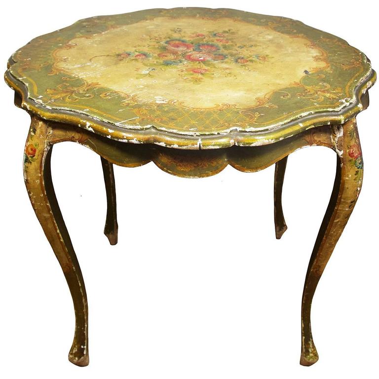 19th Century Round Painted Wood Venetian Table at 1stDibs
