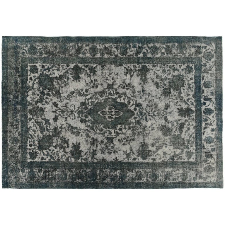 Distressed Grey Overdyed Rug For Sale at 1stDibs | distressed grey rug