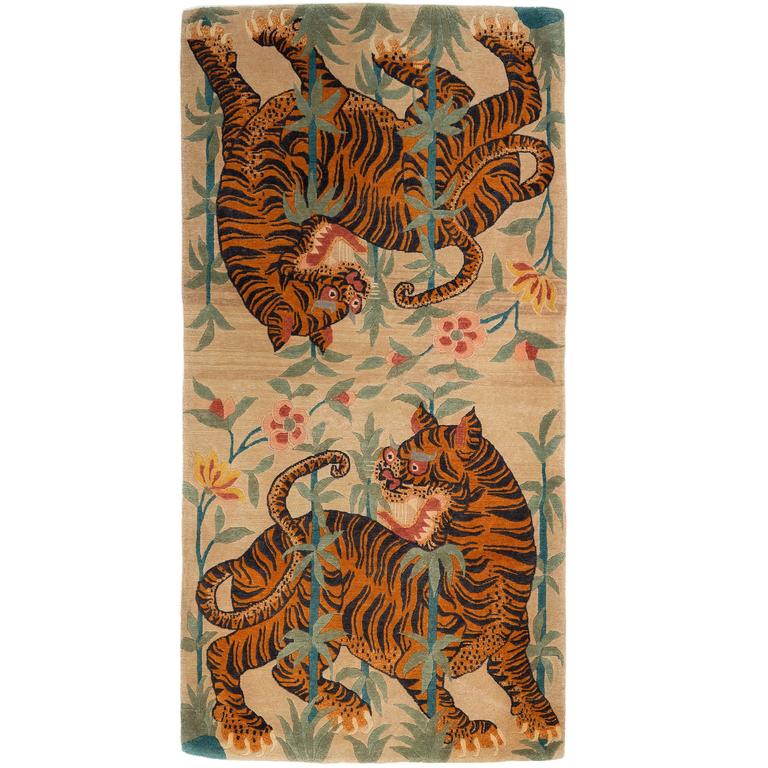 Tibetan Tiger Rug at 1stDibs | tibet tiger rug, antique tibetan tiger ...