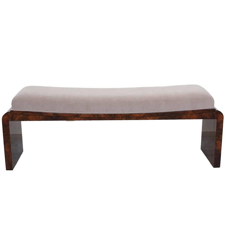 French Art Deco Waterfall Edge Bench with Upholstered Seat circa 1930s ...