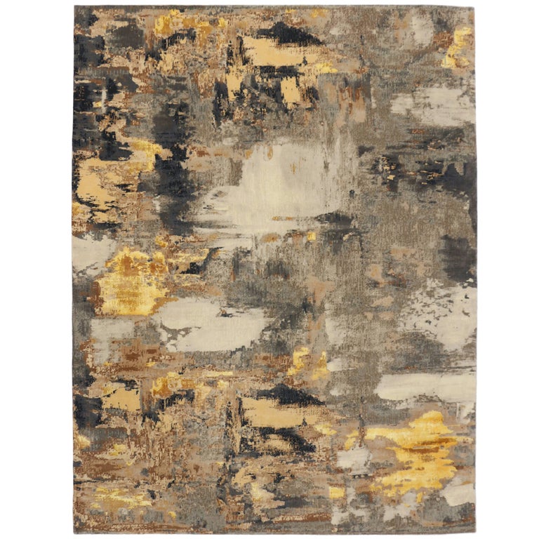 New Contemporary Area Rug with Abstract Expressionist Grunge Art Style ...