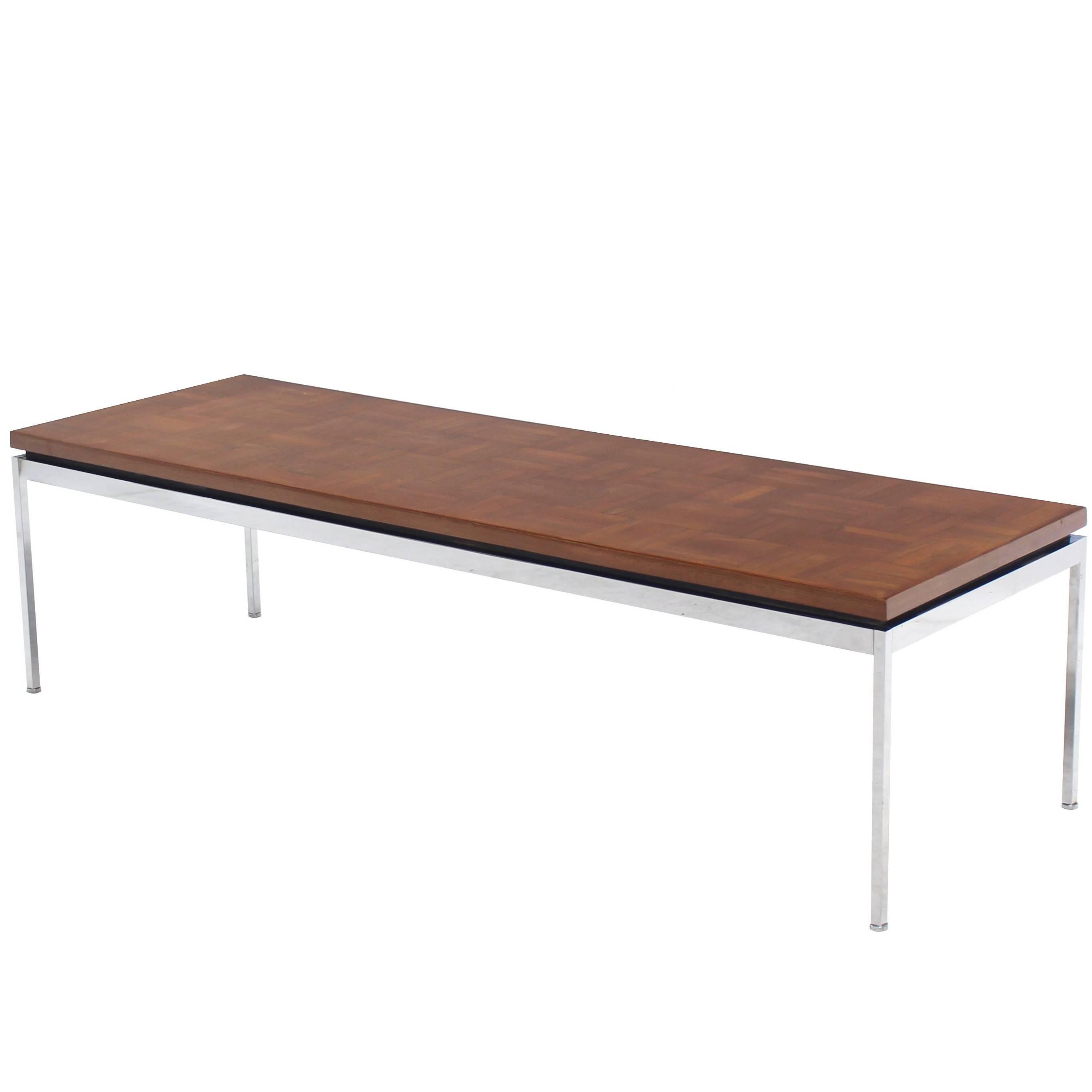Solid Stainless Steel Heavy Base Rectangular Coffee Table with Parquet ...