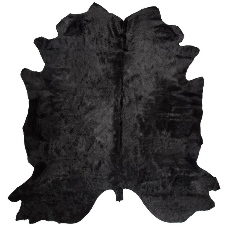 Black Cowhide Rug at 1stDibs