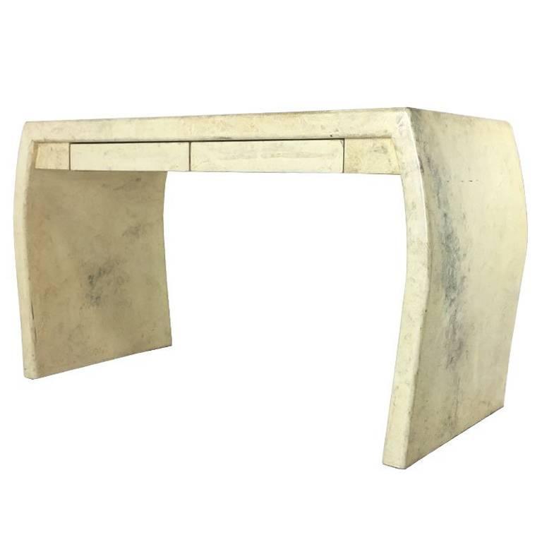 1980s Modern Faux Goat Skin Desk at 1stDibs