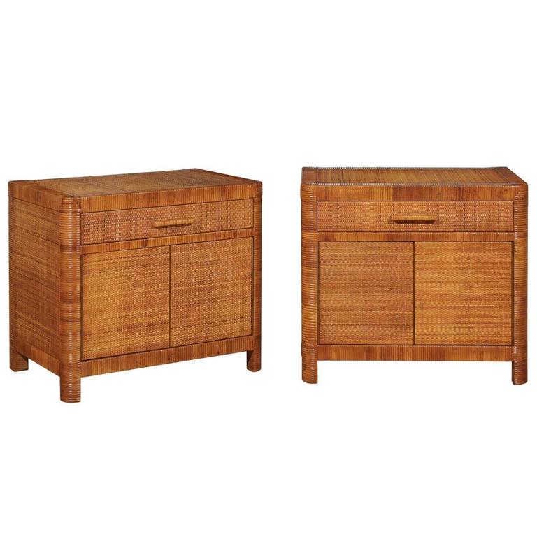 Beautiful Restored Pair of Vintage Cane Cabinets by Bielecky Brothers ...
