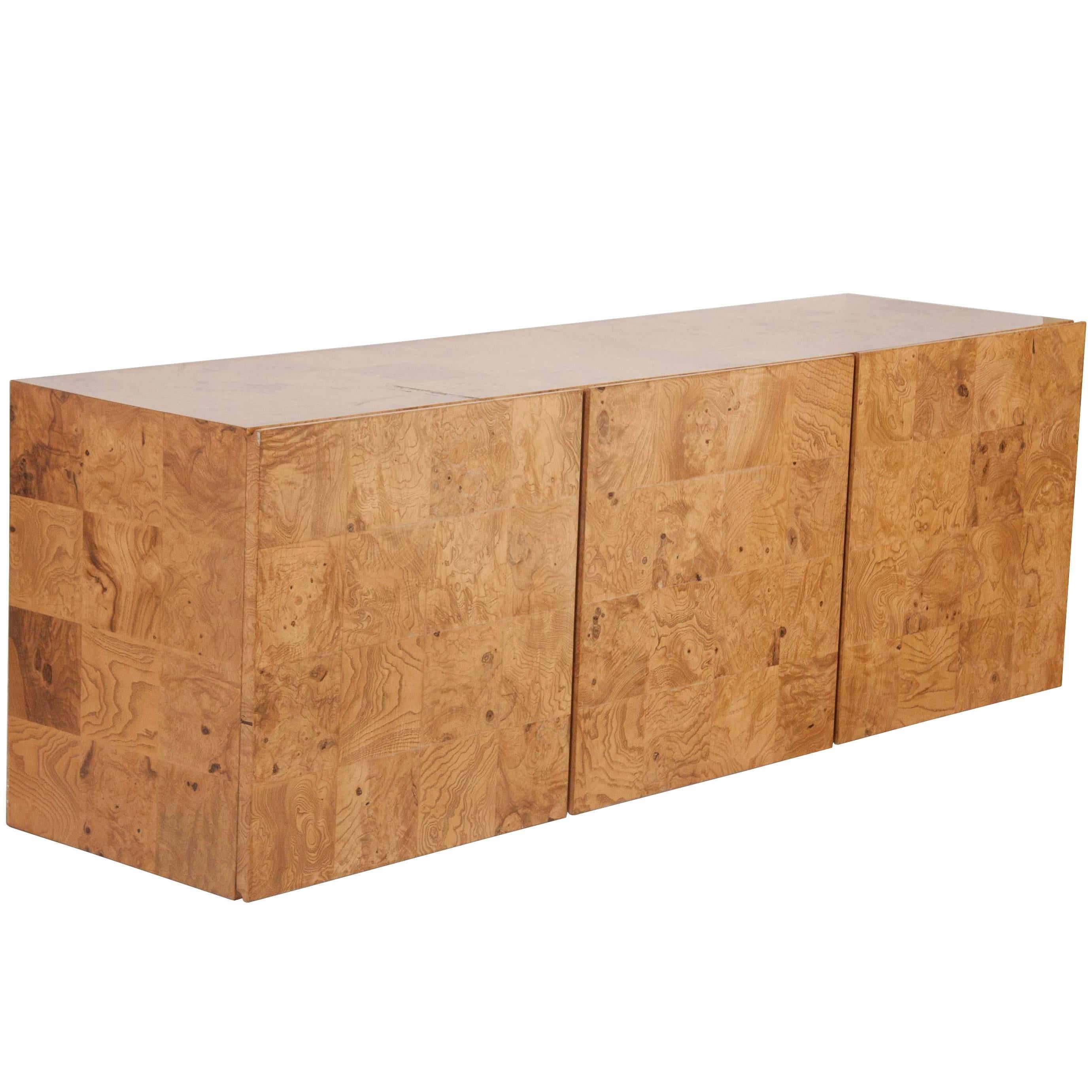 Olivewood Floating Sideboard Designed by Milo Baughman at 1stDibs