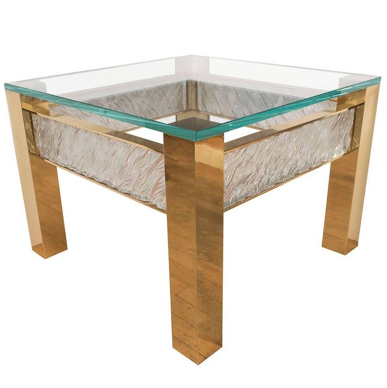 Square Brass Side Table For Sale at 1stDibs