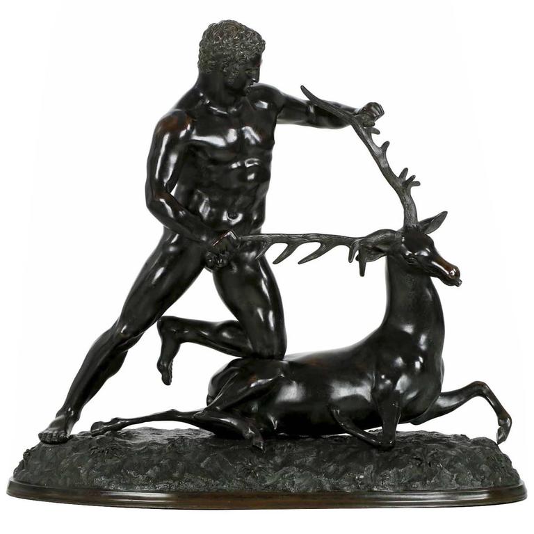 Large Italian Grand Tour Bronze Sculpture "Hercules and Cerynitis", by ...