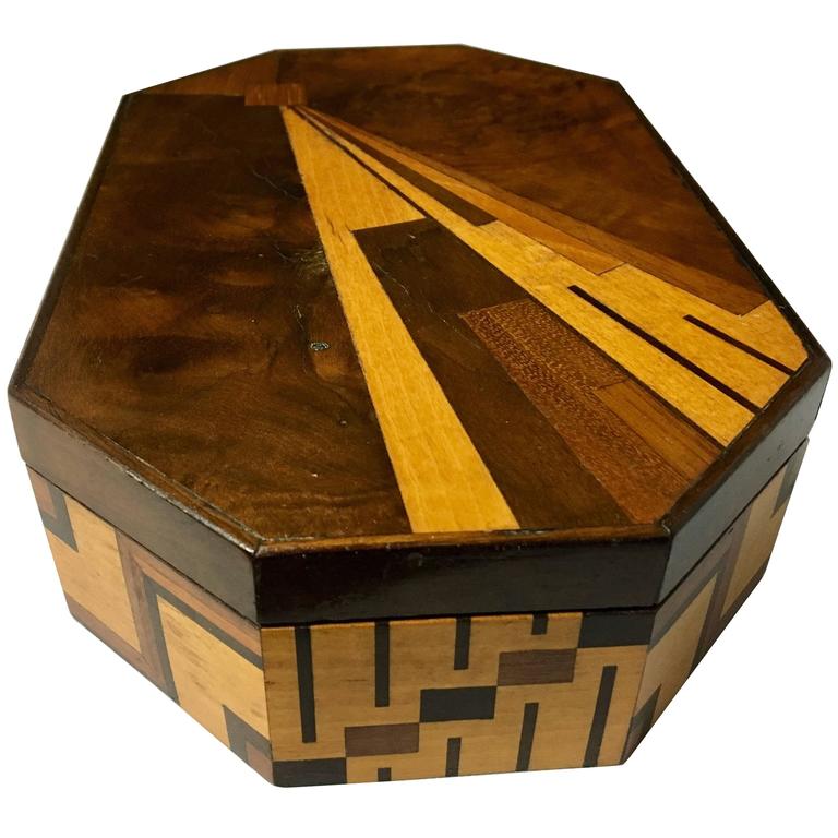 Unique Brazilian Inlaid Marquetry Wood Box at 1stDibs