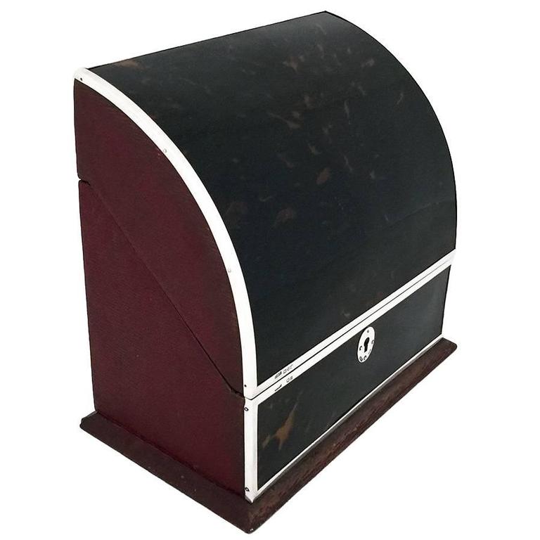 Early 20th Century Art Deco Tortoiseshell and Silver Letter Box For ...