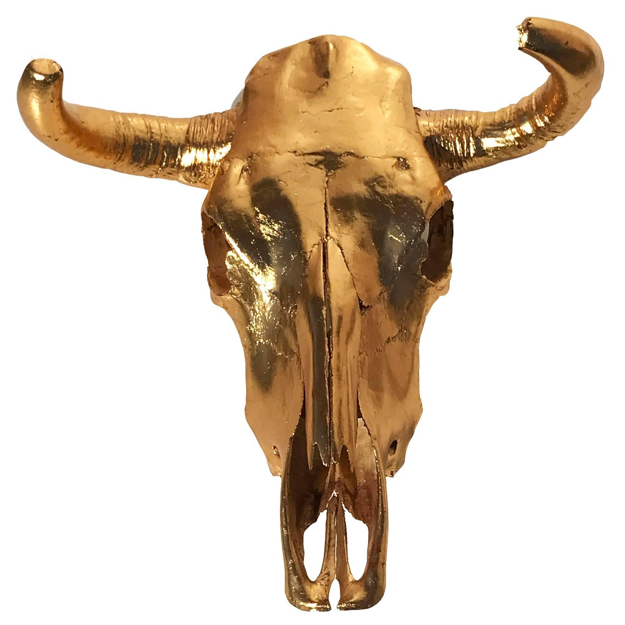 23-Karat Gold Leafed Real Cow Skull at 1stDibs | real bull skull, cow ...