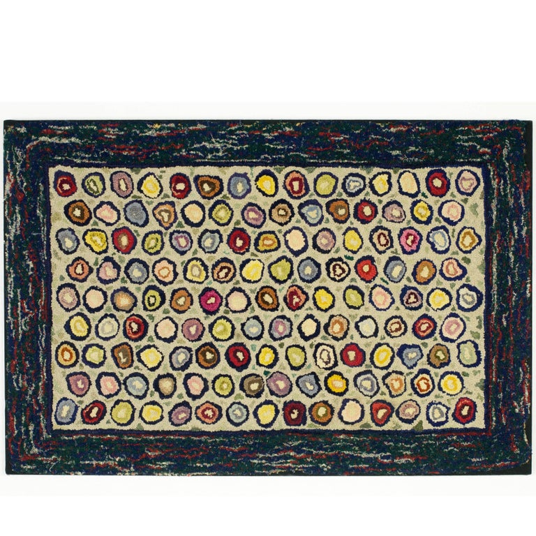 Geometric Hooked Rug For Sale at 1stDibs