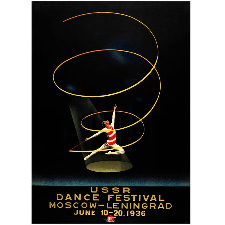 Original Vintage Intourist Poster USSR Dance Festival Moscow Leningrad ...