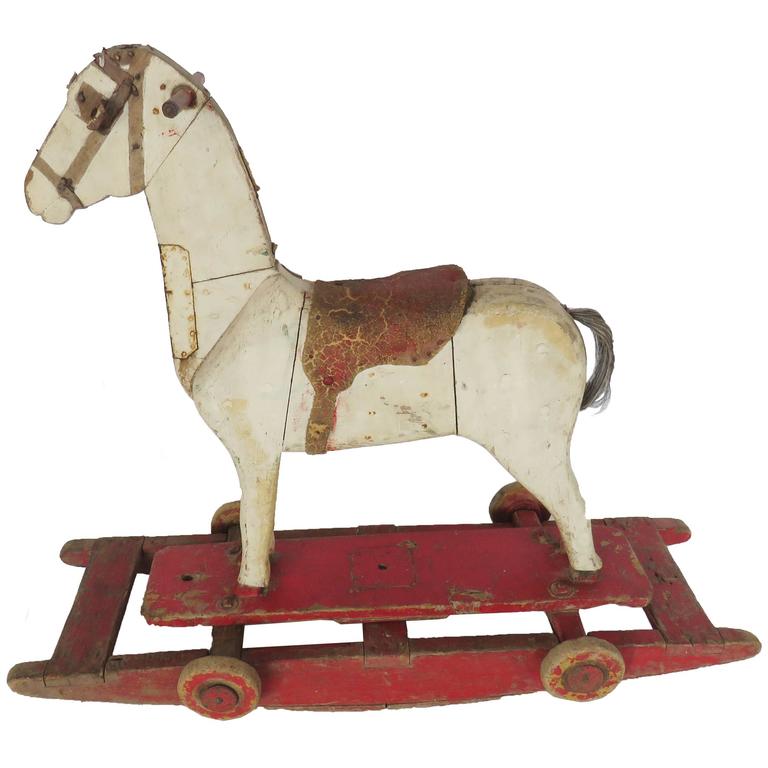 1800s Carved Wooden Rocking Horse at 1stdibs
