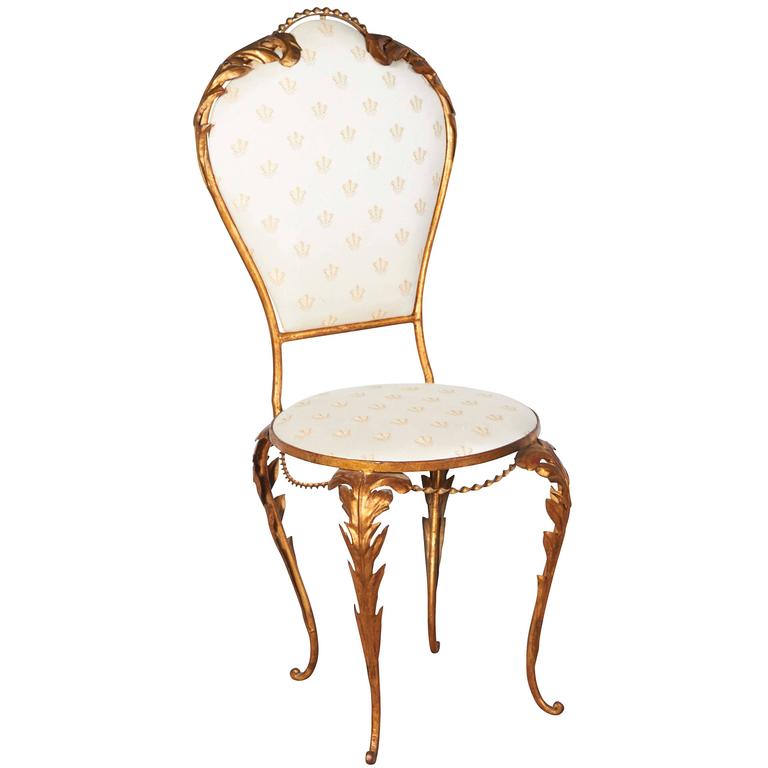 Mid-Century Italian Gilt Metal Side Chair at 1stdibs