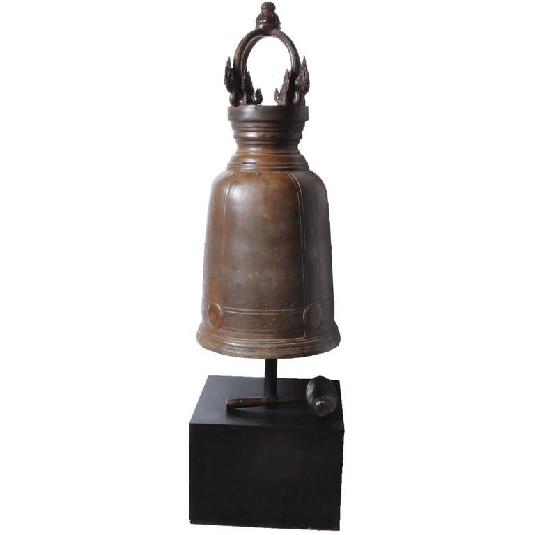 Bronze Thai Temple Bell with Engraving at 1stDibs