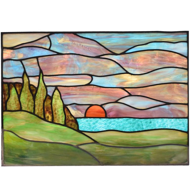 Scenic Stained Glass Window at 1stDibs