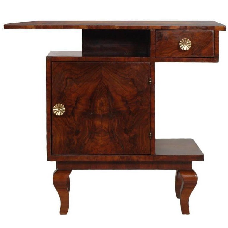 1930s Art Deco Gaetano Borsani Bedside Nightstand Table Console in Burl ...