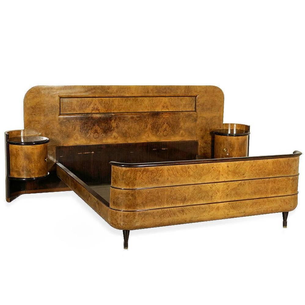 Stylish Art Deco Italian Queen Sized Bed at 1stDibs
