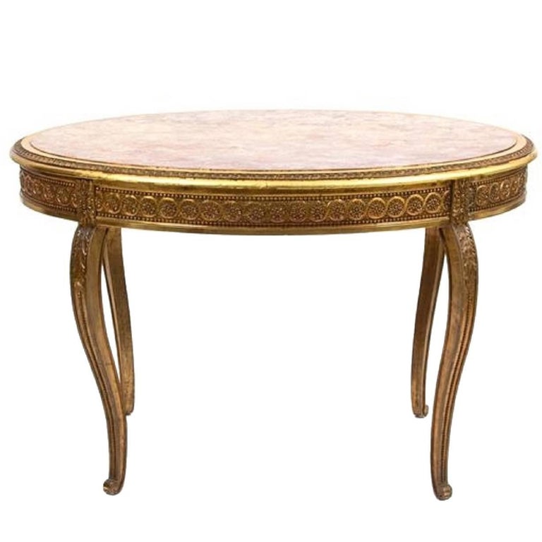Italian Louis XVI Style Giltwood Oval Table with a Marble Top, 19th ...