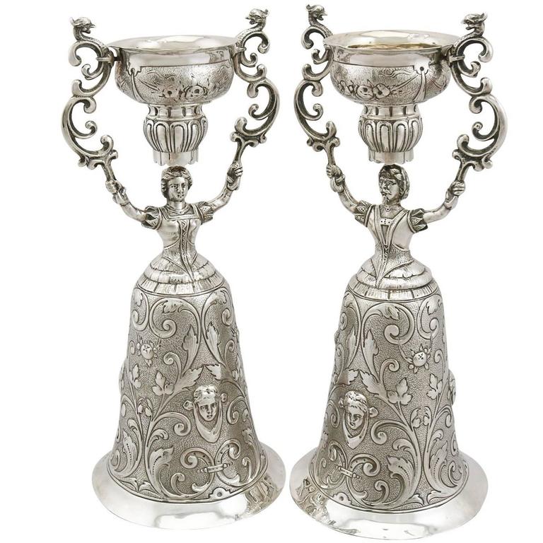 Antique Victorian Pair of Sterling Silver Wager Cups For Sale at 1stdibs Antique Victorian Pair of Sterling Silver Wager Cups For Sale at 1stdibs