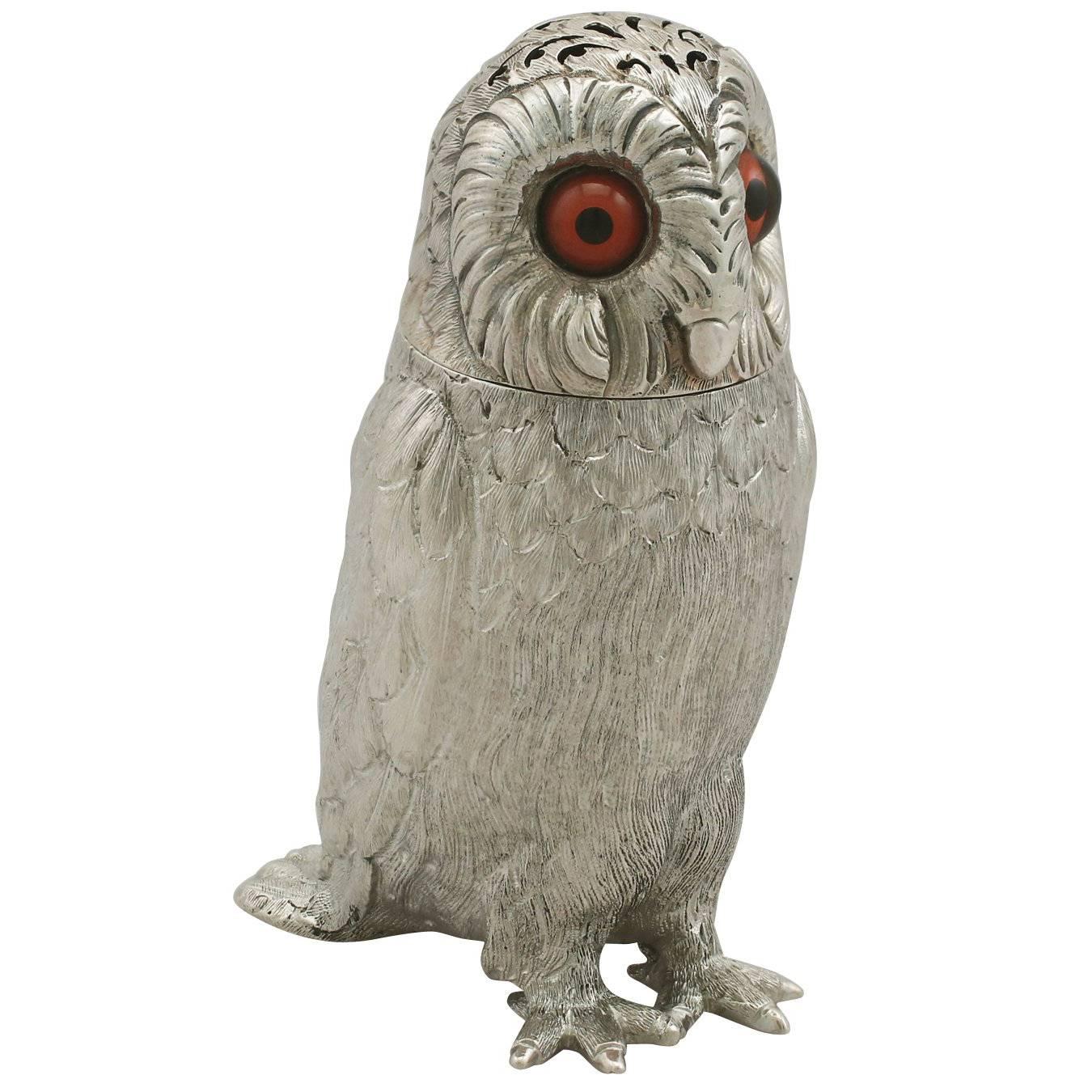 Antique Victorian Sterling Silver 'Owl' Pepperette at 1stDibs