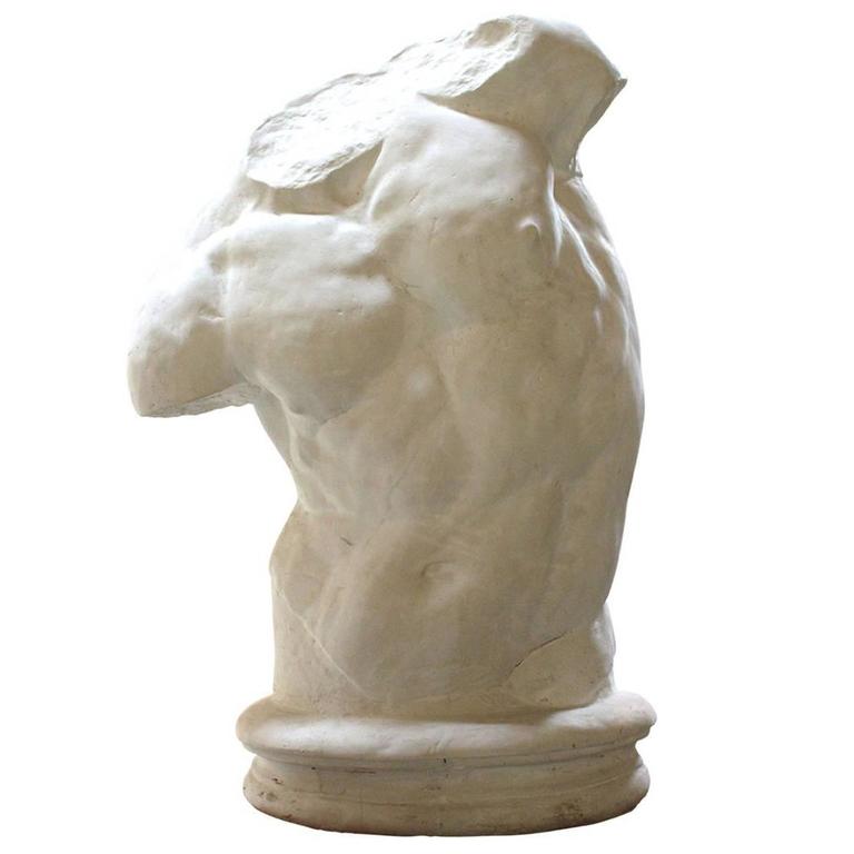 Midcentury Ceramic Female Torso Sculpture For Sale at 1stdibs