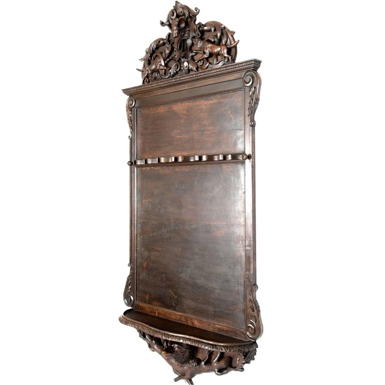 Carved Oak Gun Rack at 1stDibs