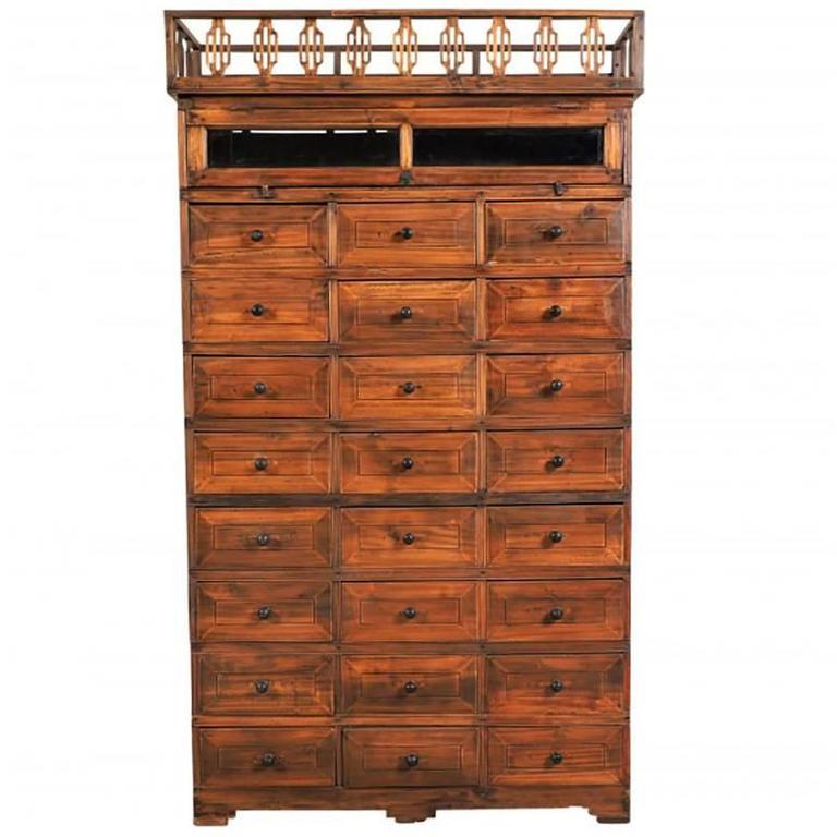 Antique Wood Apothecary Cabinet For Sale at 1stDibs