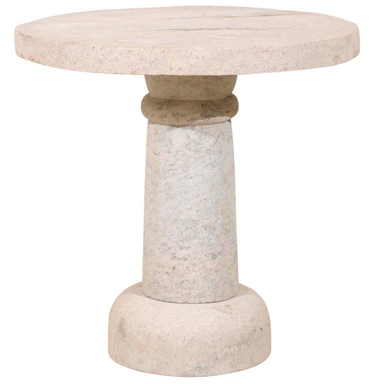 Round Granite Contemporary Indoor/Outdoor Pedestal Table, Handmade For ...