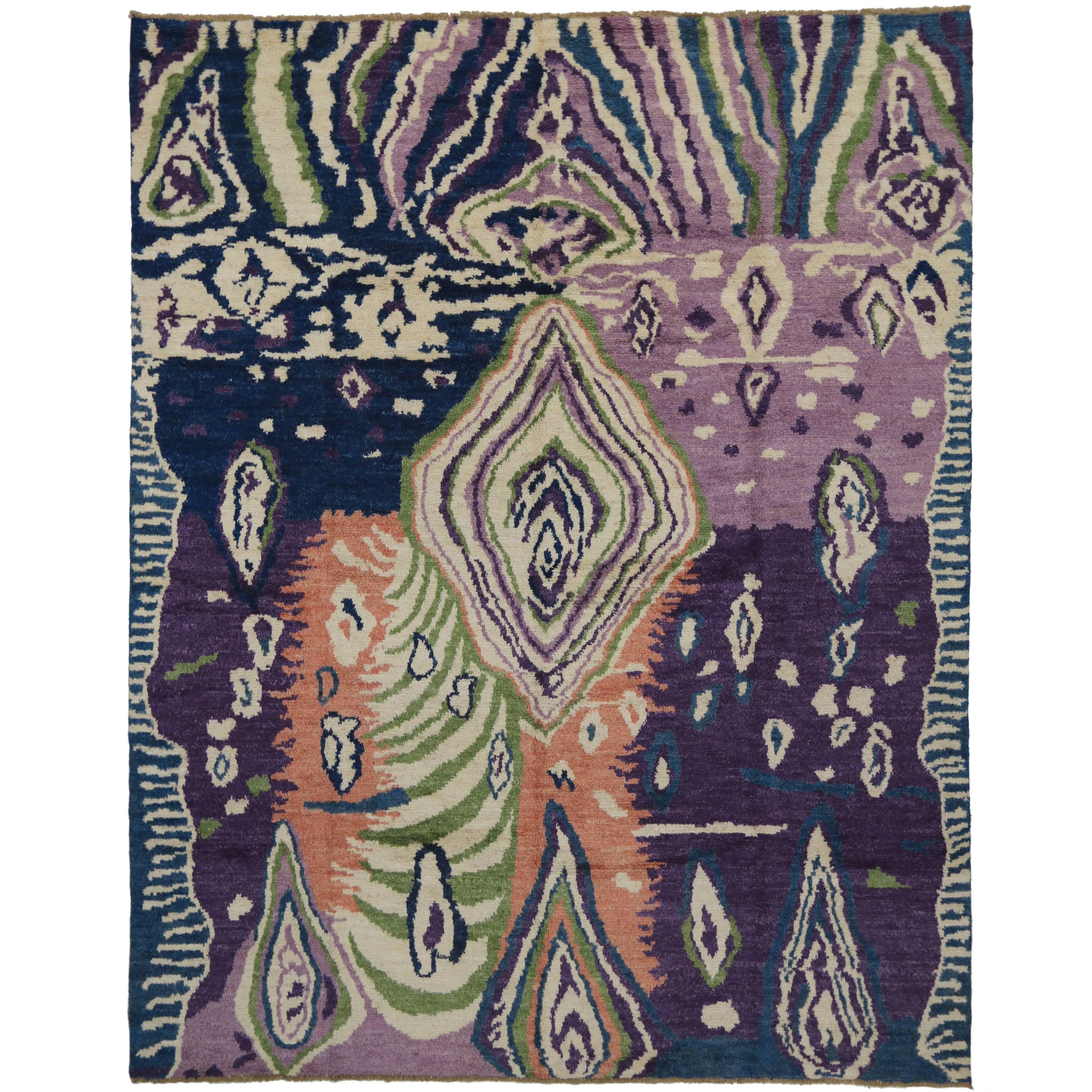 New Contemporary Moroccan Style Rug Inspired by Jackson Pollock For ...