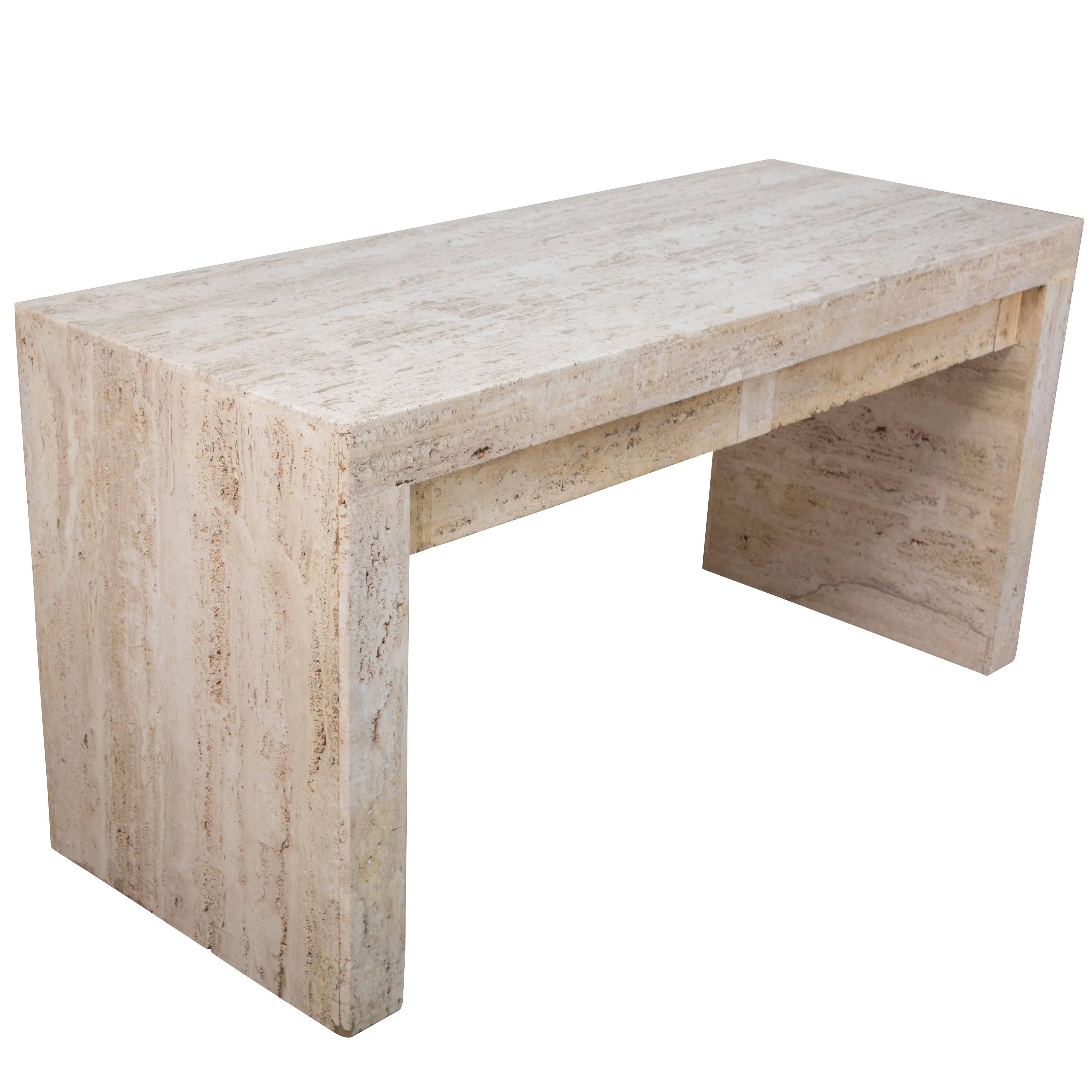Travertine Desk or Console Attributed to Michael Taylor, Late 1970s at ...