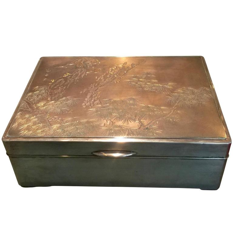 Japanese Silver Box, Meiji Period For Sale at 1stDibs
