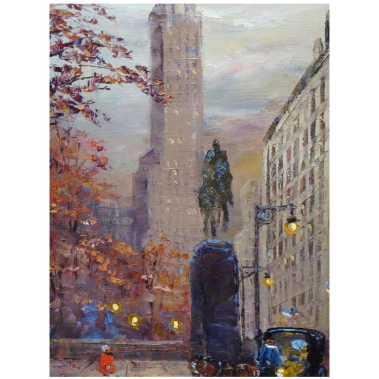 Rare Nyc Central Park Painting Robert Lebron 1928-2013 For Sale at 1stDibs