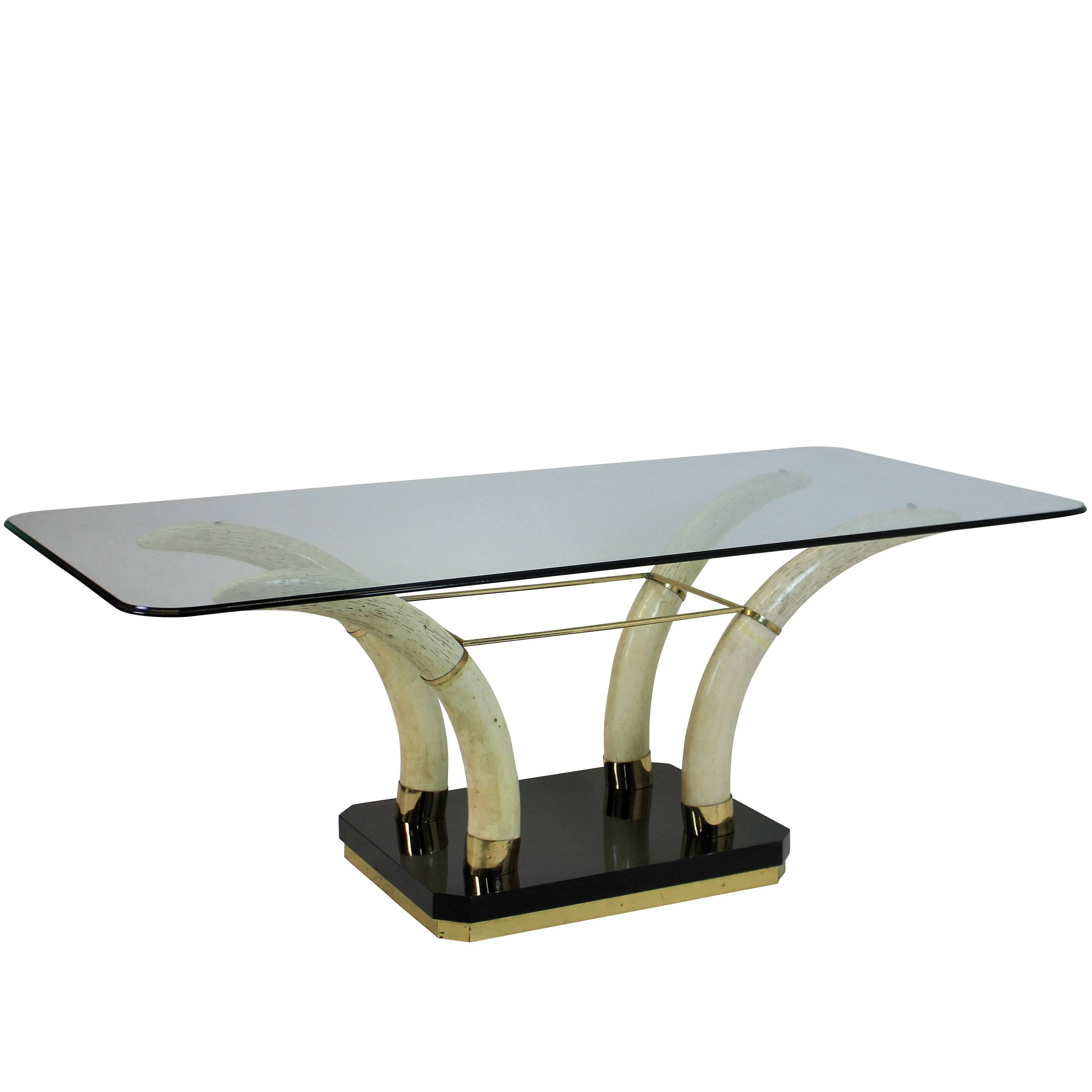 Large Faux Elephant Tusk Dining Table at 1stDibs | elephant tusk table ...