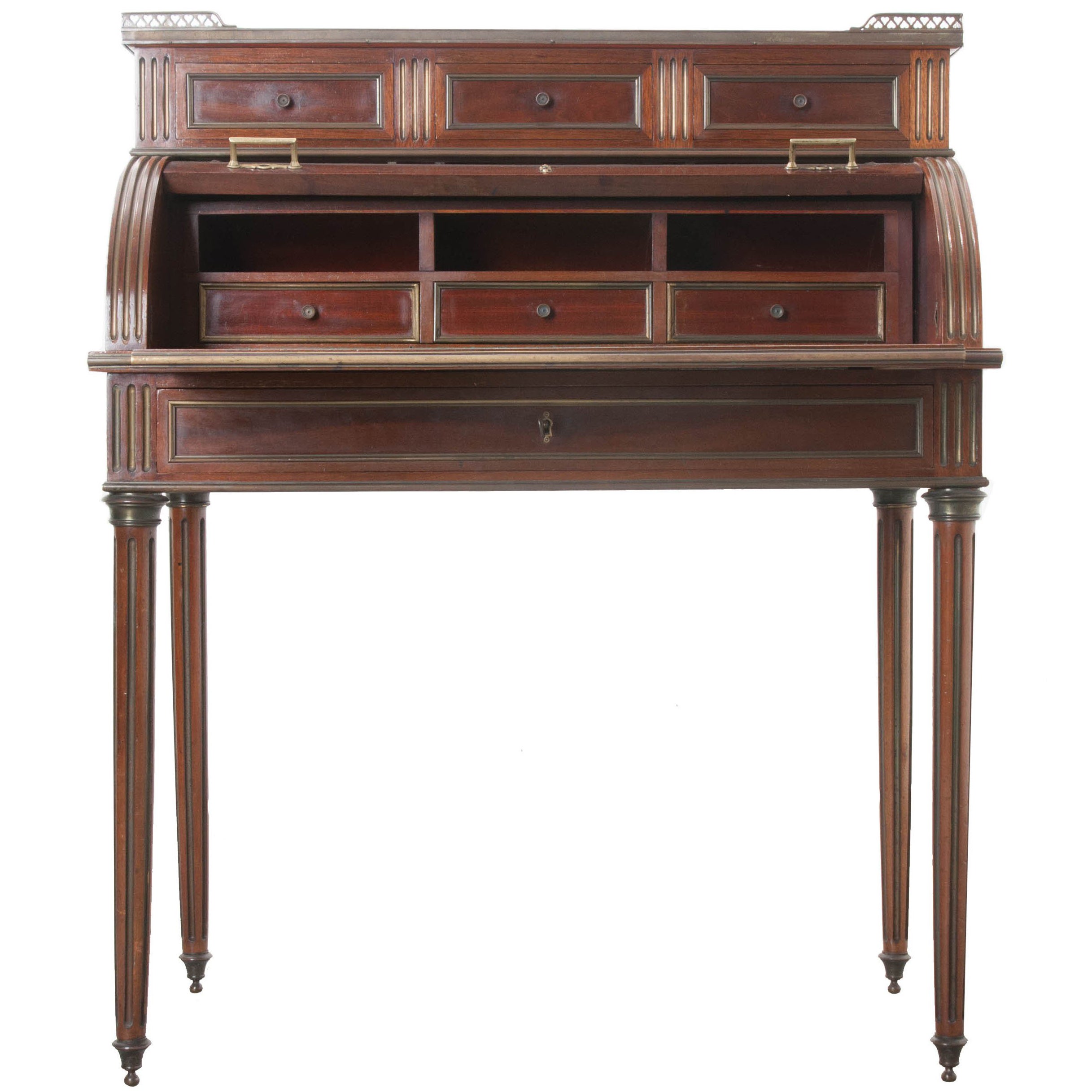 19th Century French Neoclassical Louis XVI Style Desk with Bronze Trim ...