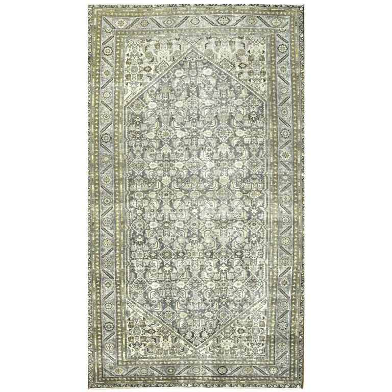 Antique Distressed Persian Malayer Rug at 1stDibs