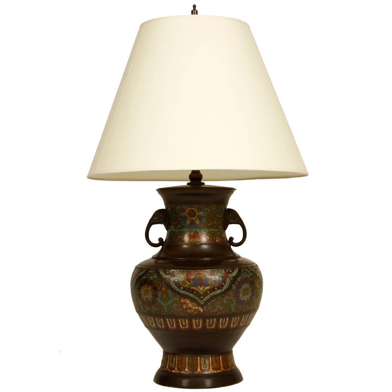 Champleve Lamp with Elephant Handles For Sale at 1stDibs | elephant ...