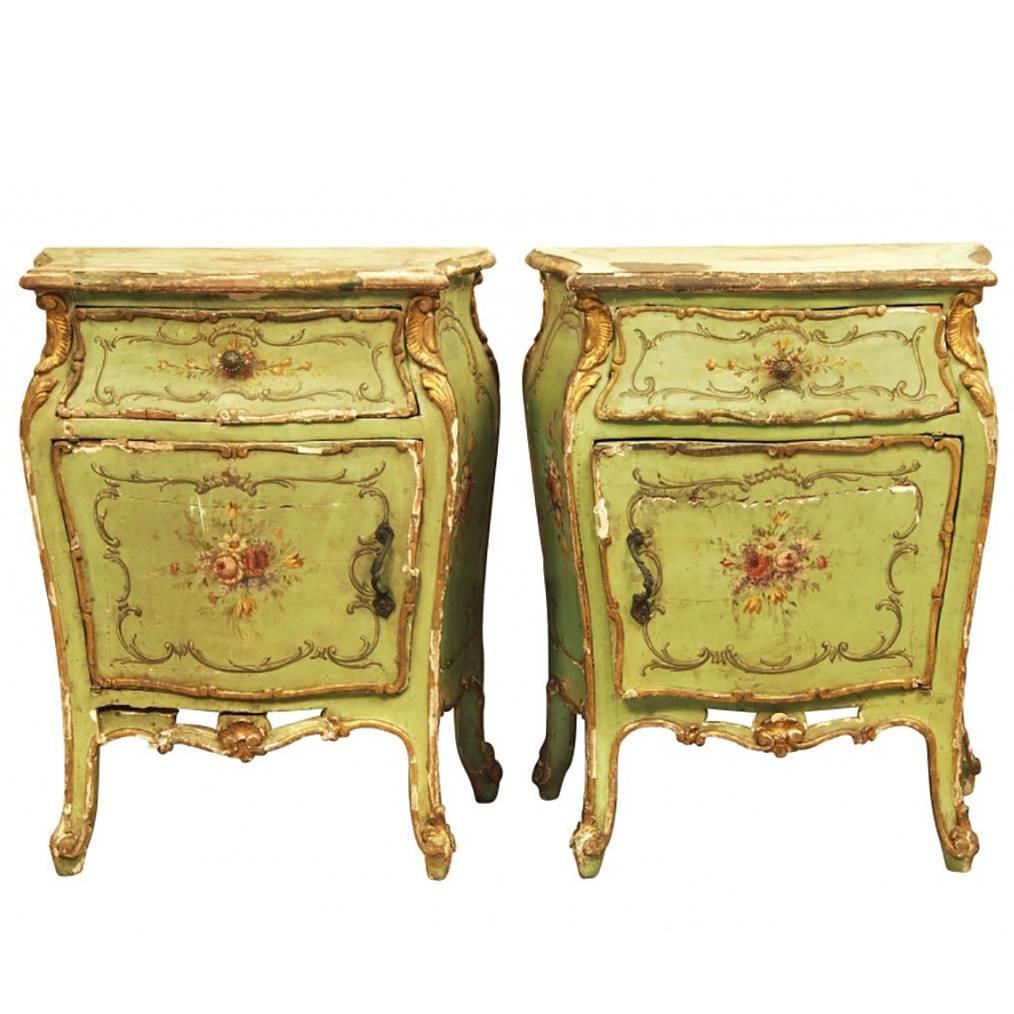 Pair of Antique Venetian Gilt and Paint Decorated Side Tables For Sale ...