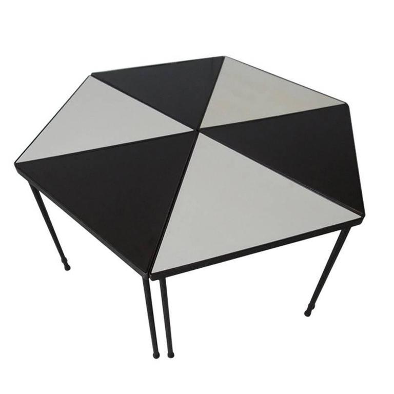 Set of Six Frederick Weinberg Iron Laminate Nesting Triangle Tables at ...