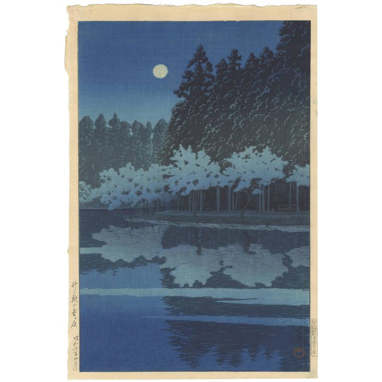 Blue Full Moon Nature Night Scene by Kawase Hasui 1931 Shin-Hanga ...