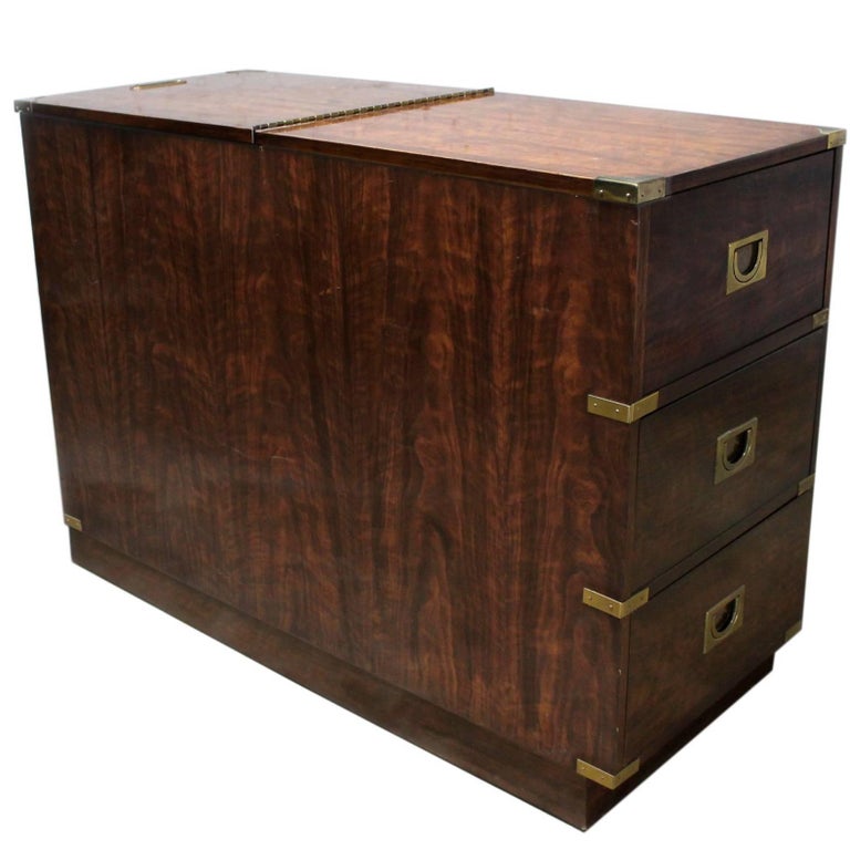 Campaign Style Chest Type Drexel Dry Bar Vintage, Mid-Century at 1stDibs