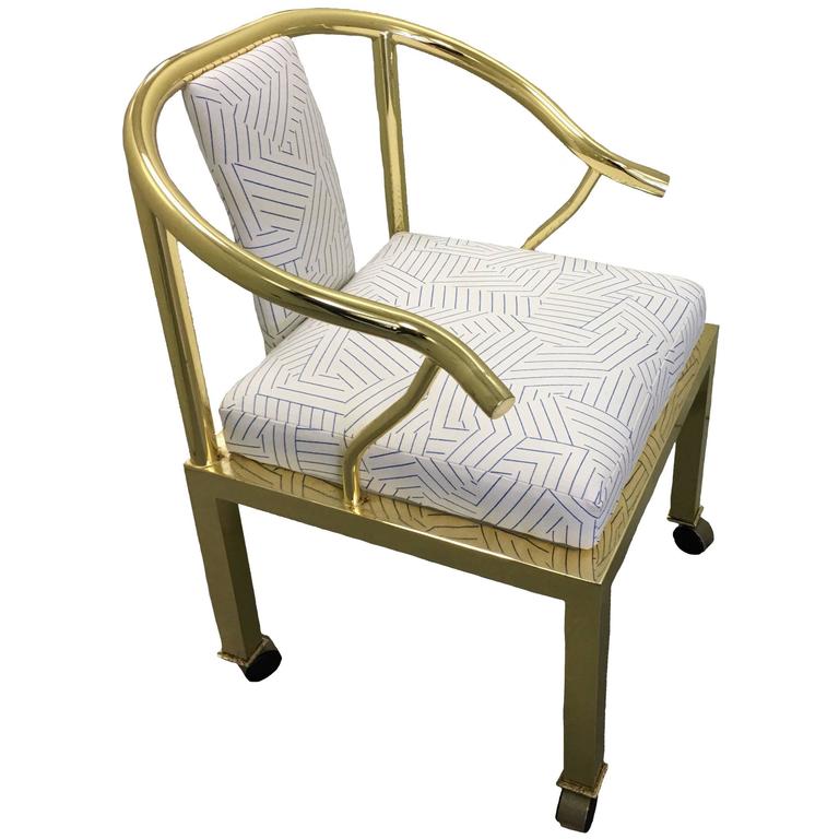 Polished Brass Horseshoe Desk Chair by DIA at 1stDibs
