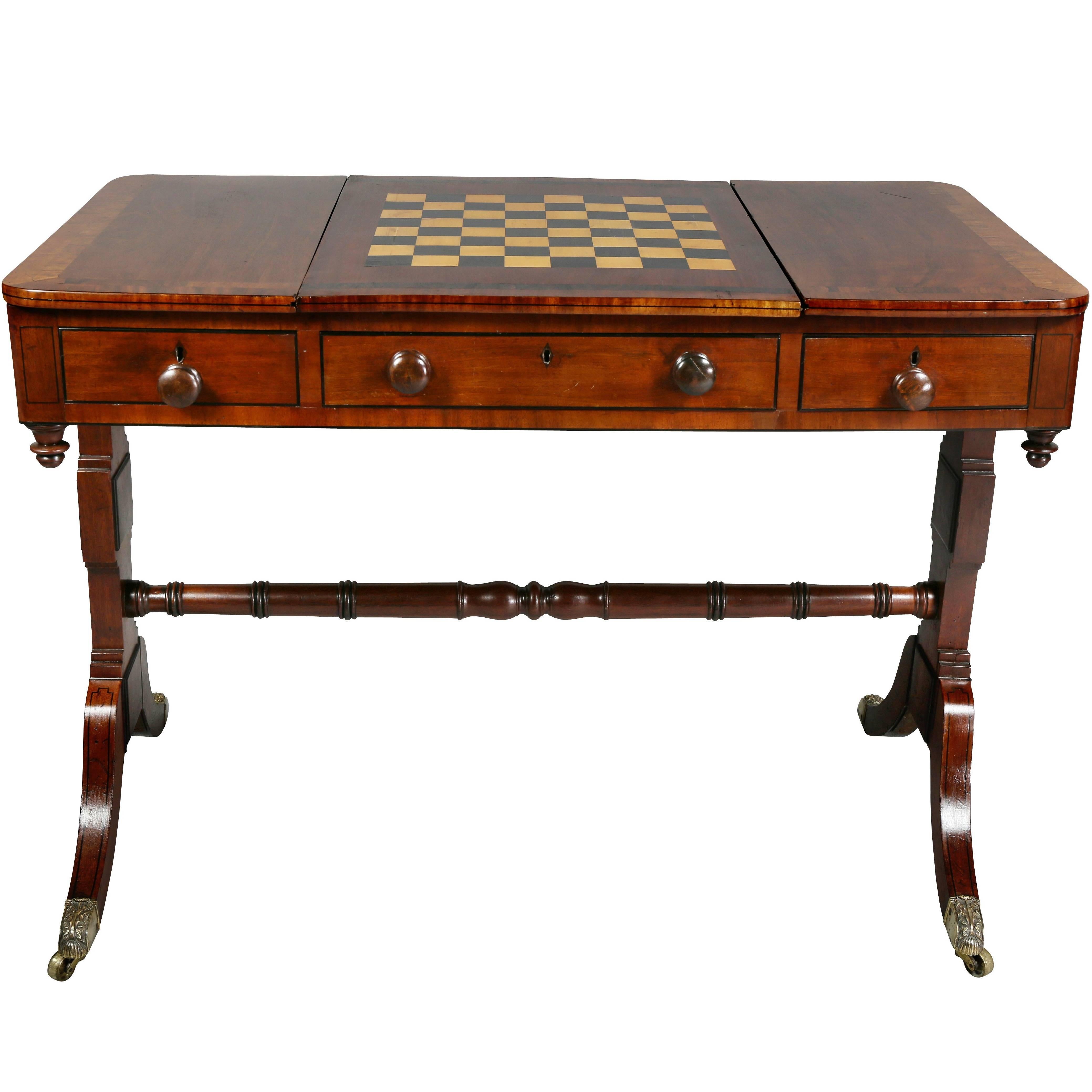 Excellent Late Regency Burr Elm Games Table at 1stDibs