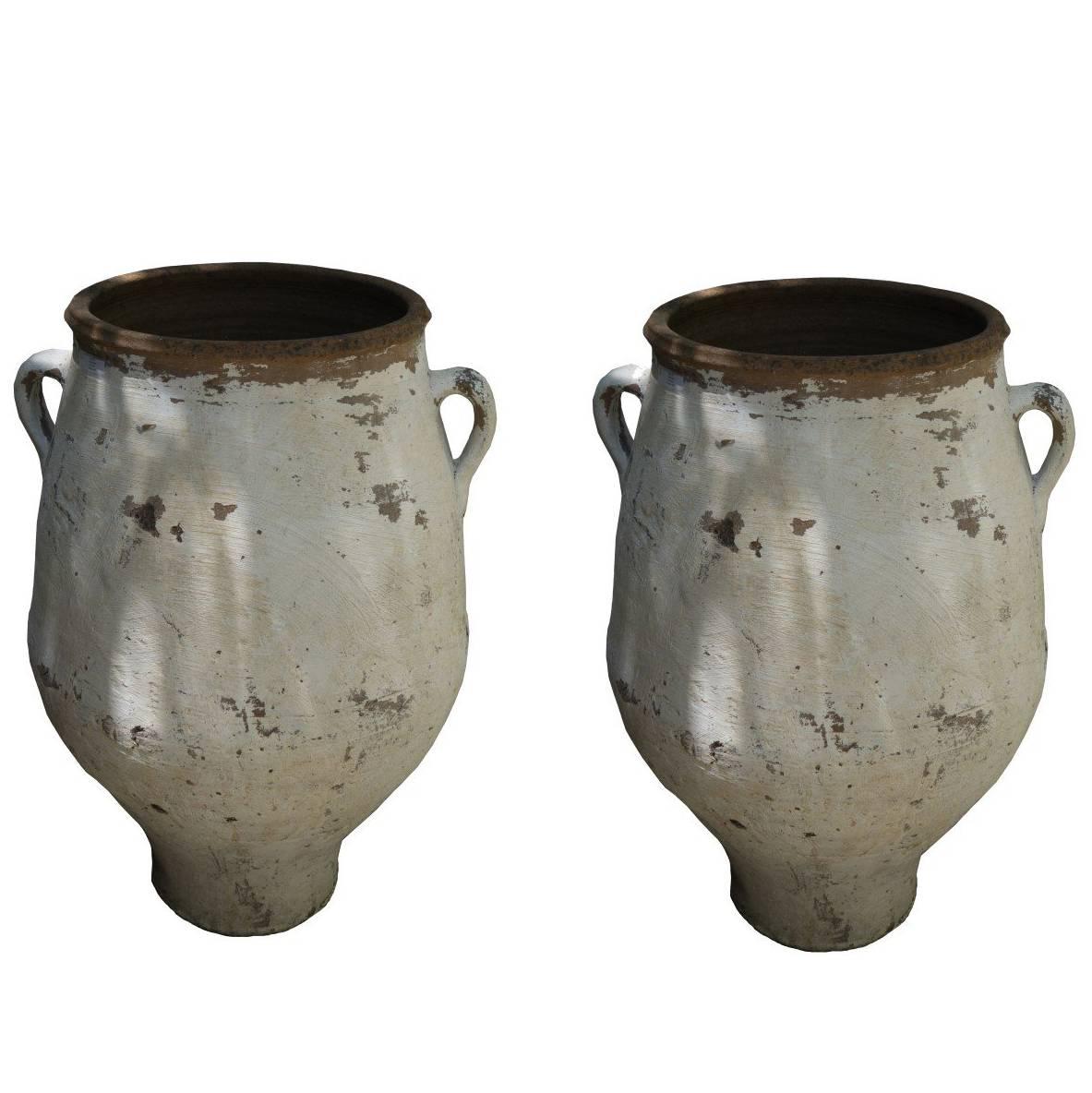 20th Century Greek Terra Cotta Oil Container with Residual White Paint ...