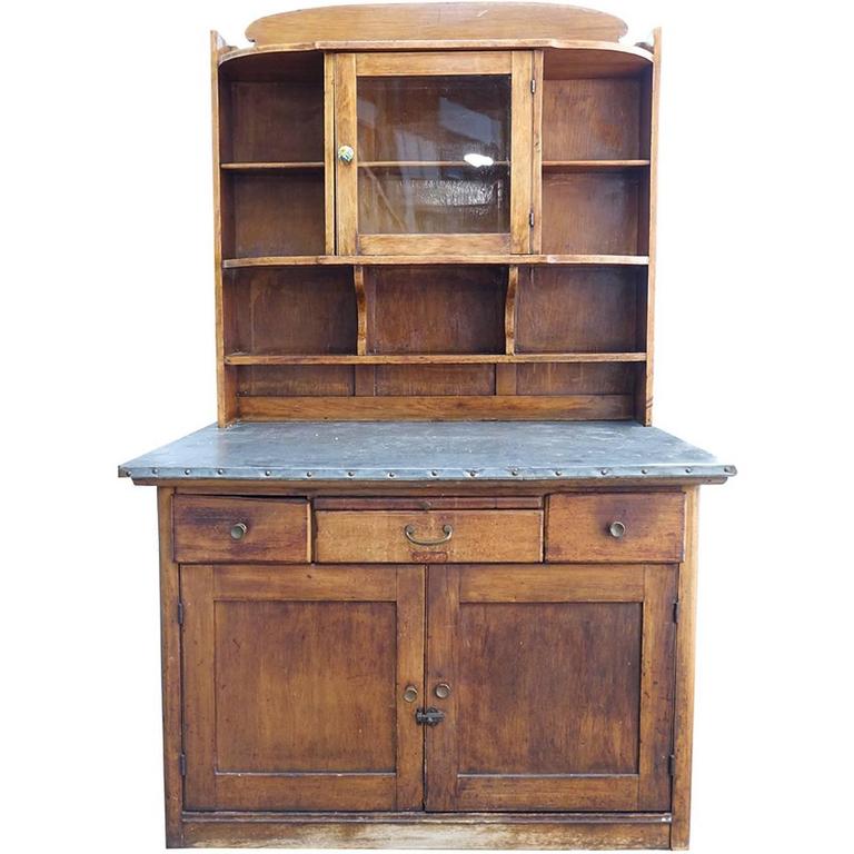 Zinc Top Arts and Crafts Style Kitchen Cupboard at 1stDibs