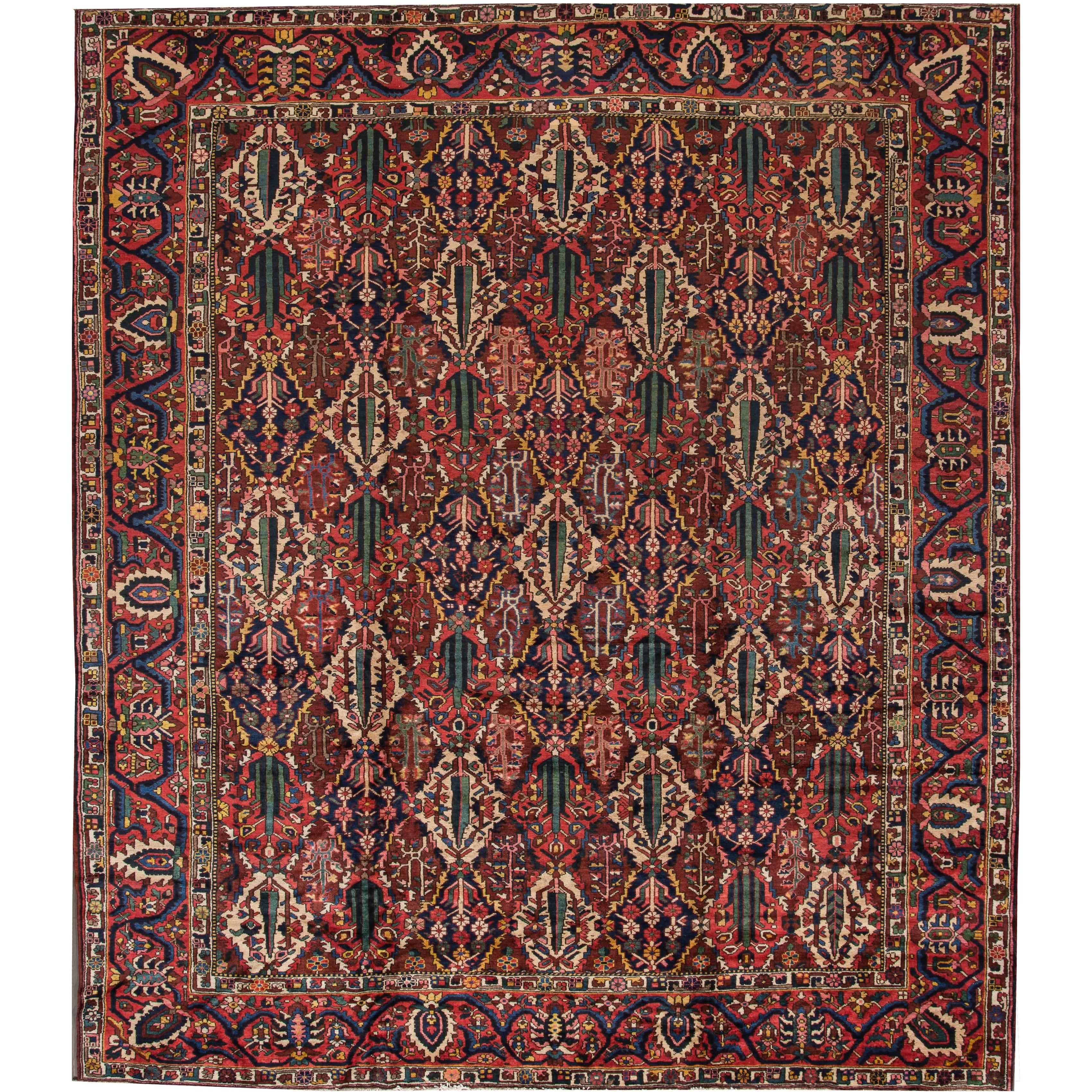 Beautiful Decorated Antique Bakhtiari Rug For Sale at 1stDibs