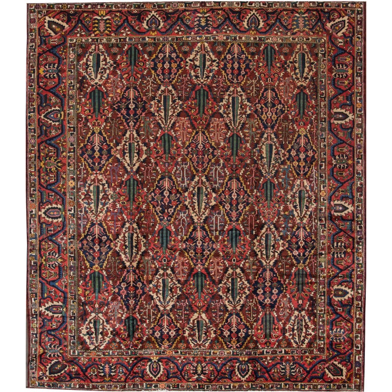 Beautiful Decorated Antique Bakhtiari Rug For Sale at 1stDibs